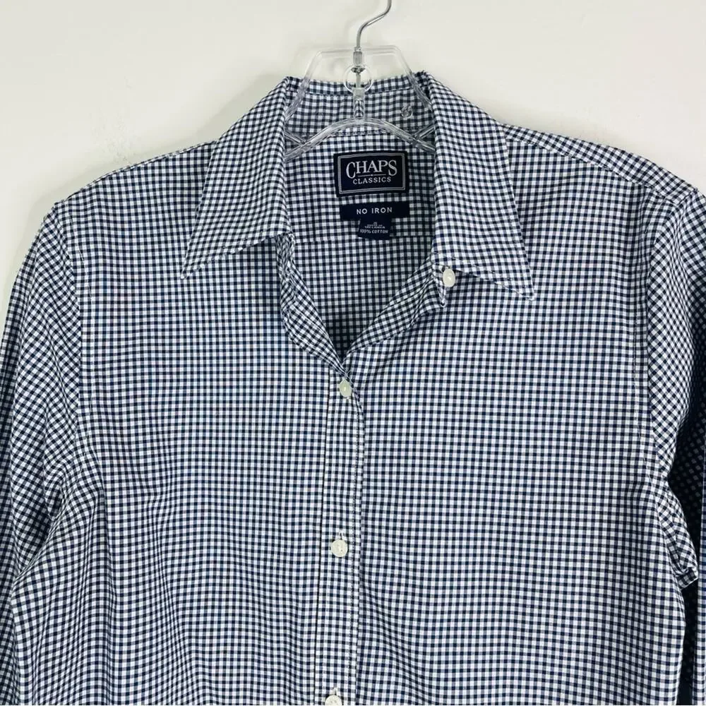 Chaps | Tops | Chaps Blue White Gingham Check Preppy Academia Coastal ...